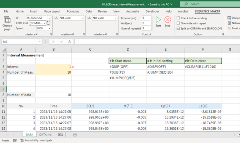 HIOKI Sequence Maker | Excel通信コマンド送受信アドイン